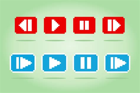8 Bit Pixel Play Button Icon Social Media Sign Mobile App Web Video Logo Vector In Vector