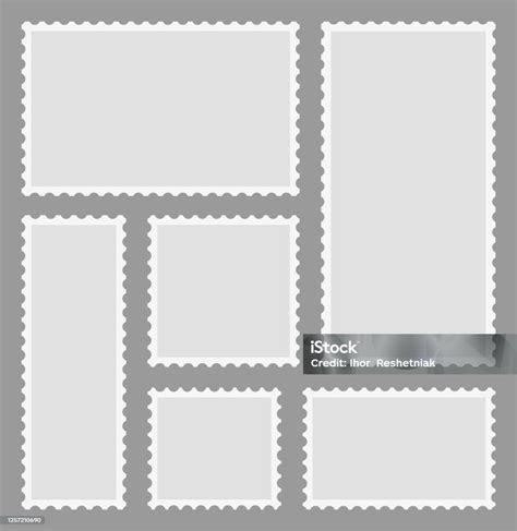 스탬프 및 우표 천천 가장자리봉투 프레임 포스트 라벨 테두리가 있는 종이 엽서 빈 우편 템플릿입니다 앨범 컬렉션을 위한 빈티지 레터 메일 스티커의 모형 벡터 가장자리에 대한