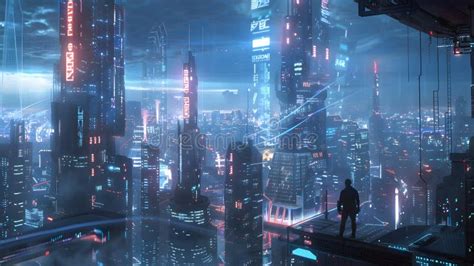 AI-controlled Metropolis Futuristic Architecture Innovation. Stock Illustration - Illustration ...