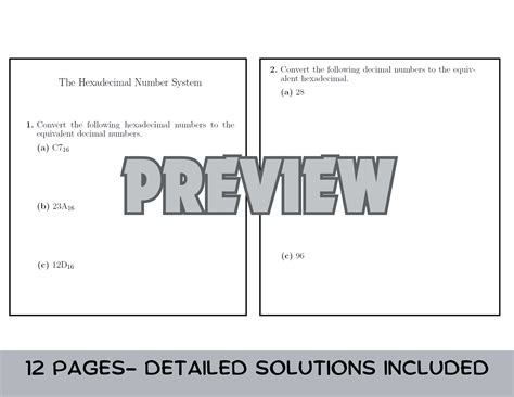 The Hexadecimal Number System Worksheet With Solutions Teaching Resources