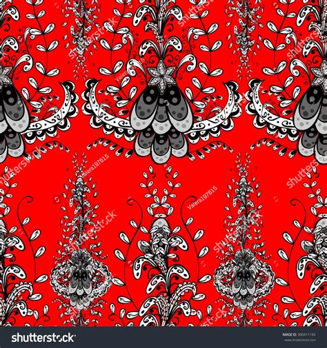 vector seamless abstract floral pattern on red background 300411194
