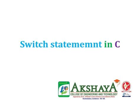 Switch Case Statement In C Ppt