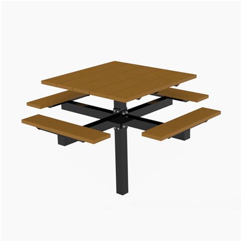 Download 4 Square Pedestal Table Picnic Table Png Image With No