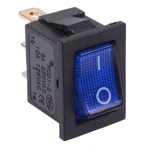 blue on off illuminated rectangle rocker switch spst 230v — switch
