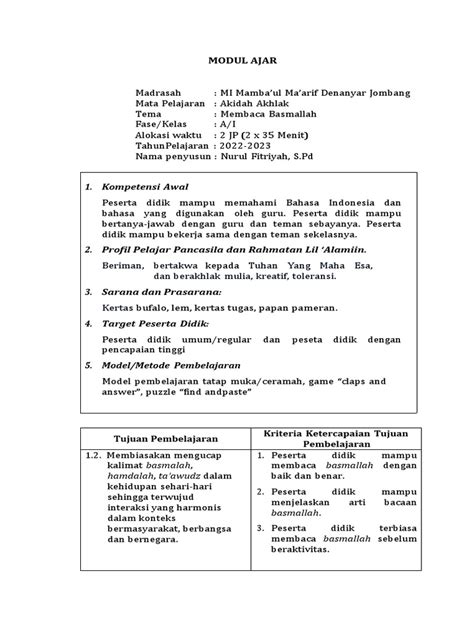 Contoh Modul Ajar Pdf