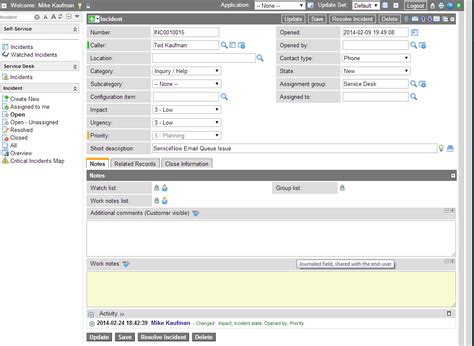 New Caller Window Dialog — Servicenow Elite