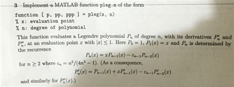 Implement A Matlab Function Plegm Of The Form