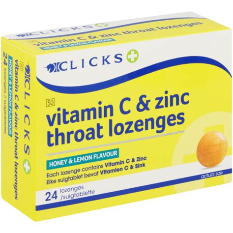 Clicks Vitamin C And Zinc Lozenges Honey And Lemon 24s Clicks