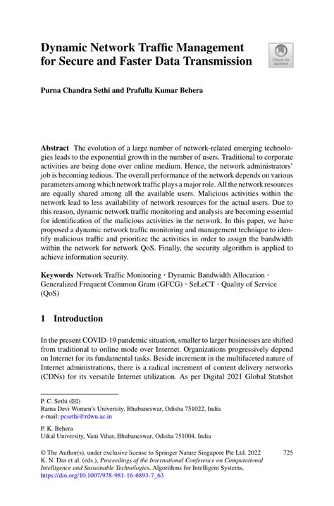 Pdf Dynamic Network Traffic Management For Secure And Faster Data Transmission