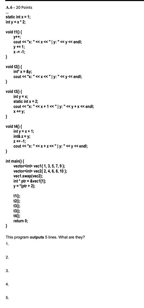 Solved Static Int X Int Y X Void T Chegg Com
