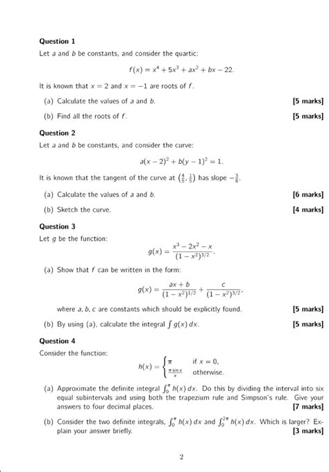 Solved Question 1 Let A And B Be Constants And Consider The Chegg Com