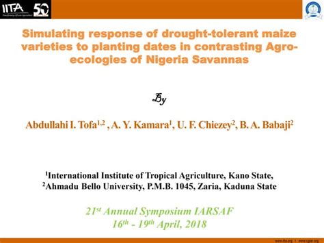 Simulating Response Of Drought Tolerant Maize Varieties To Planting