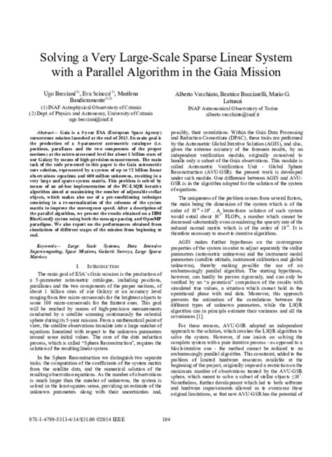pdf solving a very large scale sparse linear system with a parallel