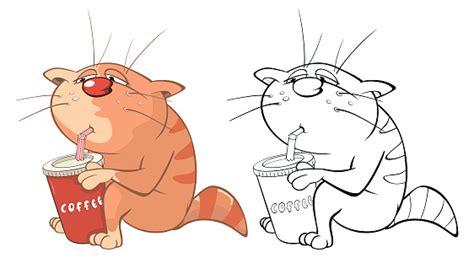 당신을 위한 귀여운 만화 캐릭터 고양이의 벡터 일러스트 레이 션 디자인 및 컴퓨터 게임 색칠 하기 책 개요 세트 가축에 대한 스톡 벡터 아트 및 기타 이미지 Istock