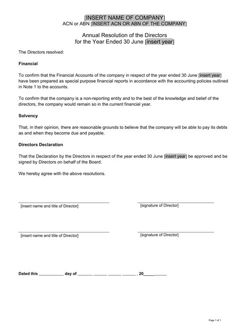 Free Printable Board Resolution Templates [pdf Word] Examples