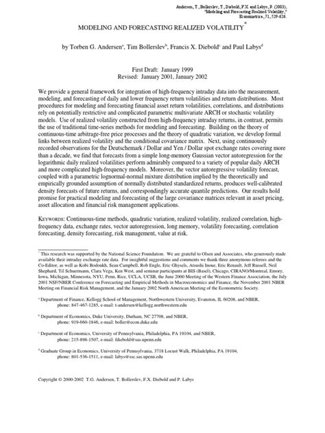 Pdf Modeling And Forecasting Realised Volatility Dokumentips