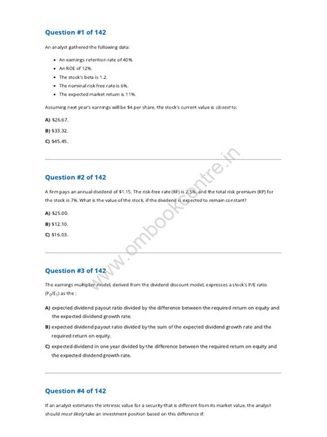 Reading 49 Equity Valuation Concepts And Basic Tools Pdf
