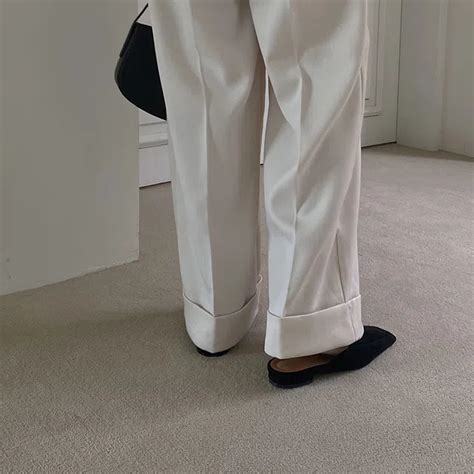 롤업 카브라 와이드 슬랙스 2c 하이웨스트 유니크 핀턱 롤업 롱 맥시 봄 가을 간절기 겨울 팬츠