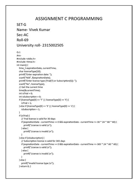 C Programming Assignments Set G Pdf Computing Mathematics