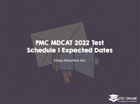 PMC MDCAT Test Schedule Expected Dates