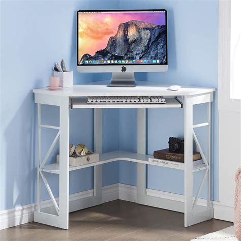 Vecelo Corner Desk Computer Desk Writing Table With Smooth