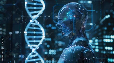 Artificial Intelligence Ai In Healthcare Dna Double Helix Intertwined With Elements