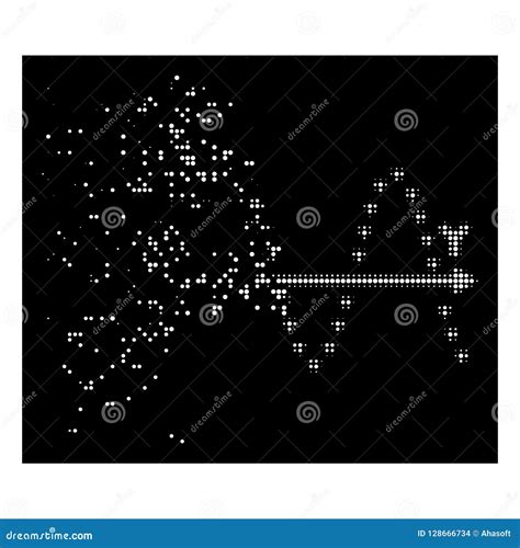 bright disintegrating pixelated halftone dotted sine plot icon stock