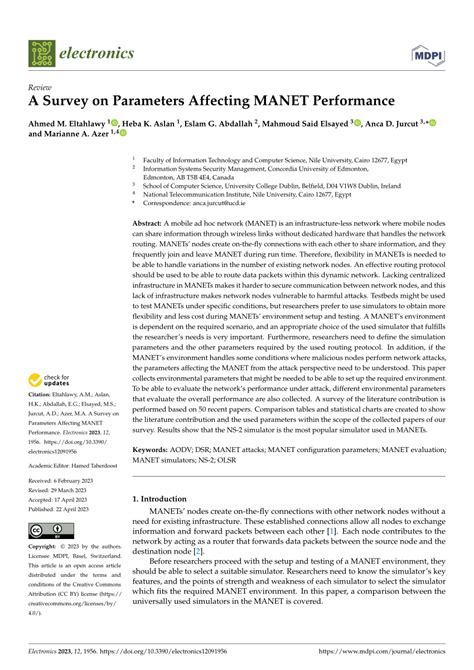 Pdf A Survey On Parameters Affecting Manet Performance