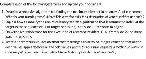 Solved Complete Each Of The Following Exercises And Upload Chegg