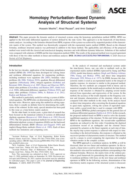 Pdf Homotopy Perturbationbased Dynamic Analysis Of Structural Systems