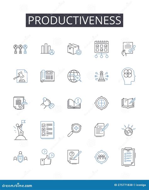 Productiveness Line Icons Collection Efficiency Effectiveness