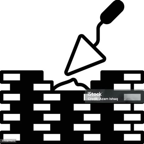 풍화된 벽돌 벡터 컬러 아이콘 디자인 핸디맨 서비스 기호 주택 수리 표지판 토목 공학 및 건축 계약자 스톡 일러스트레이션 벽돌 벽 개념을 들고 있는 모르타르 개발에 대한