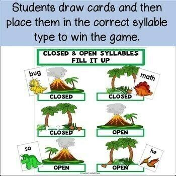 Open Closed Syllable Activities OG Sorting Plus A Dinosaur Bingo Like Game