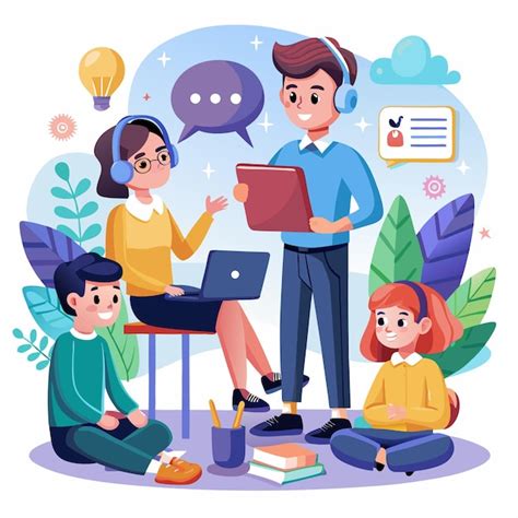 Collaborative Learning Students Engage In Group Discussion And