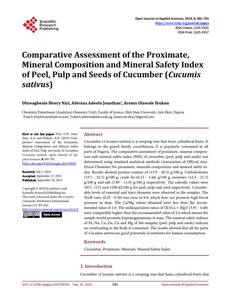 Comparative Assessment Of The Proximate Mineral Co Pdf Sodium Diet And Nutrition
