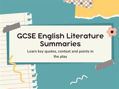 Gcse English Literature Summaries Half Price Teaching Resources