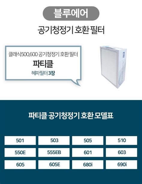 블루에어 클래식 600 파티클 505 공기청정기필터 호환 1년세트