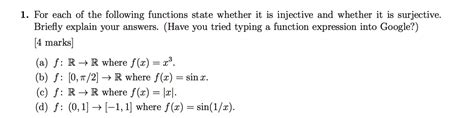 Solved For each of the following functions state whether it | Chegg.com
