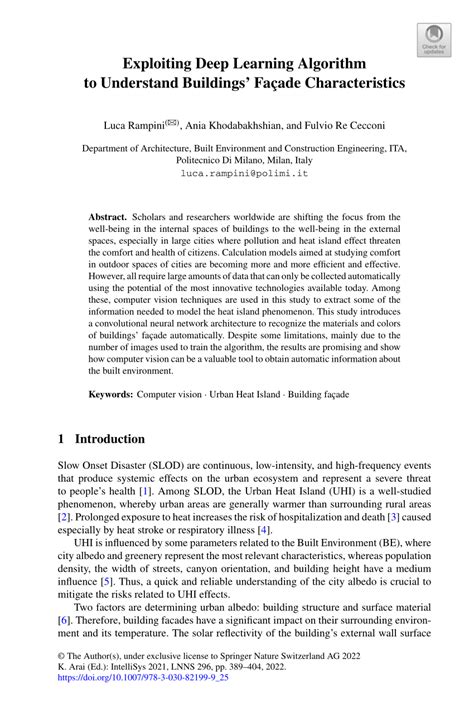 Pdf Exploiting Deep Learning Algorithm To Understand Buildings Façade Characteristics