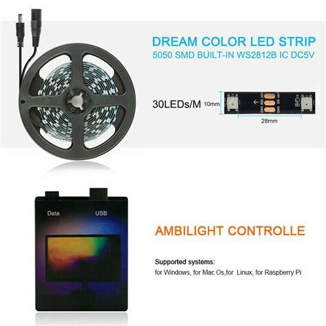 3 5m diy ambilight pc dream screen usb 30leds stri grandado