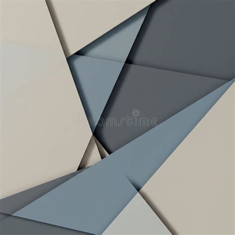 Abstract Composition Featuring Overlapping Geometric Shapes In Muted Gray Blue Stock