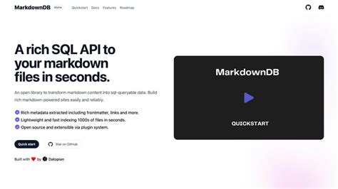 Check Markdowndb An Open Source Tool To Create A Rich Sql Api To Your Markdown Files 🚀 R