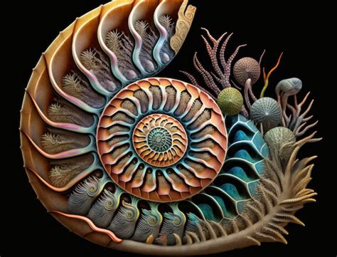 Premium Ai Image Ammonite Fossil Background Created With Generative