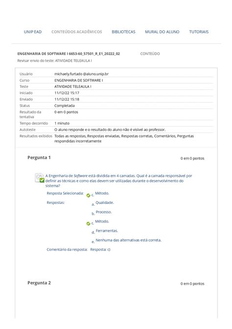 Atividade Engenharia De Software I Unip Unidade 1 Provas Engenharia De Software Docsity