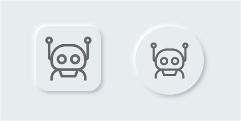 Robot Line Icon In Neomorphic Design Style Artificial Intelligence