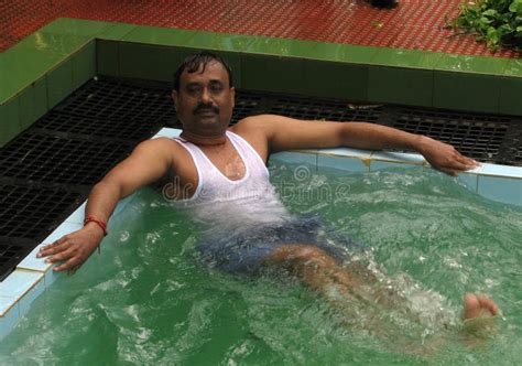 Man Relaxing In Pool Stock Photo Image Of Aquatic Soaked 1308934