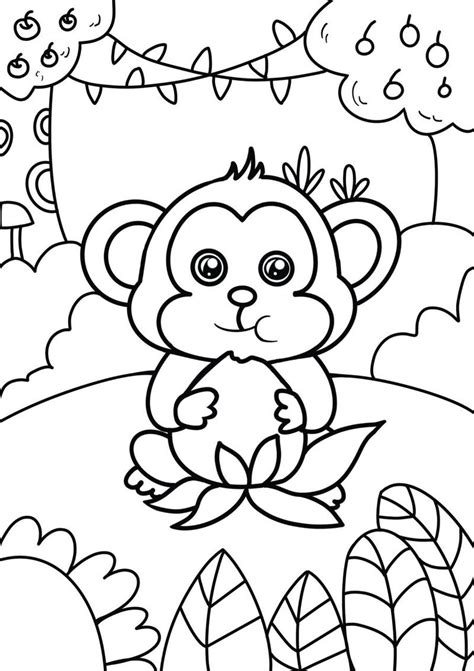 猴子摘桃图片简笔画 简笔画图片大全