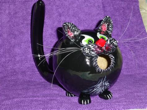 Kitty Black Cat Gourd Birdhouse Or Halloween Decor Spooky Etsy