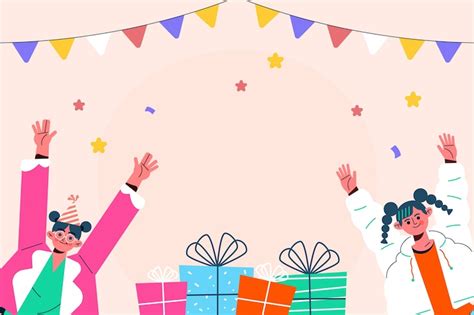 손으로 그린 생일 배경 프리미엄 벡터