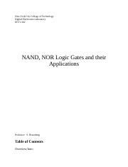 Digital Electronics Lab NAND NOR Logic Gates And Their Applications Docx New York City College